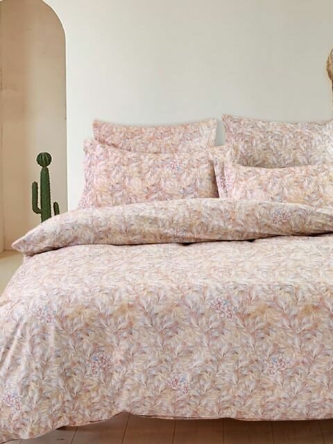 Комплект постельного белья "Pappel Jessamine", семейный, сатин, гипоаллергенный, бежевый