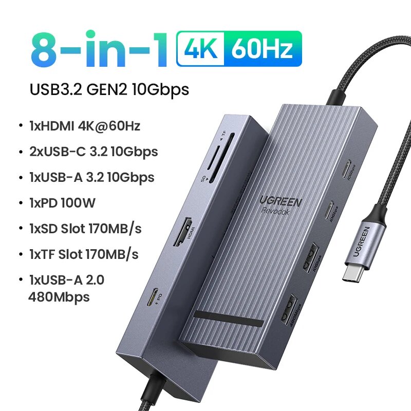 UGREEN USB-концентратор 8-в-1 Type-C