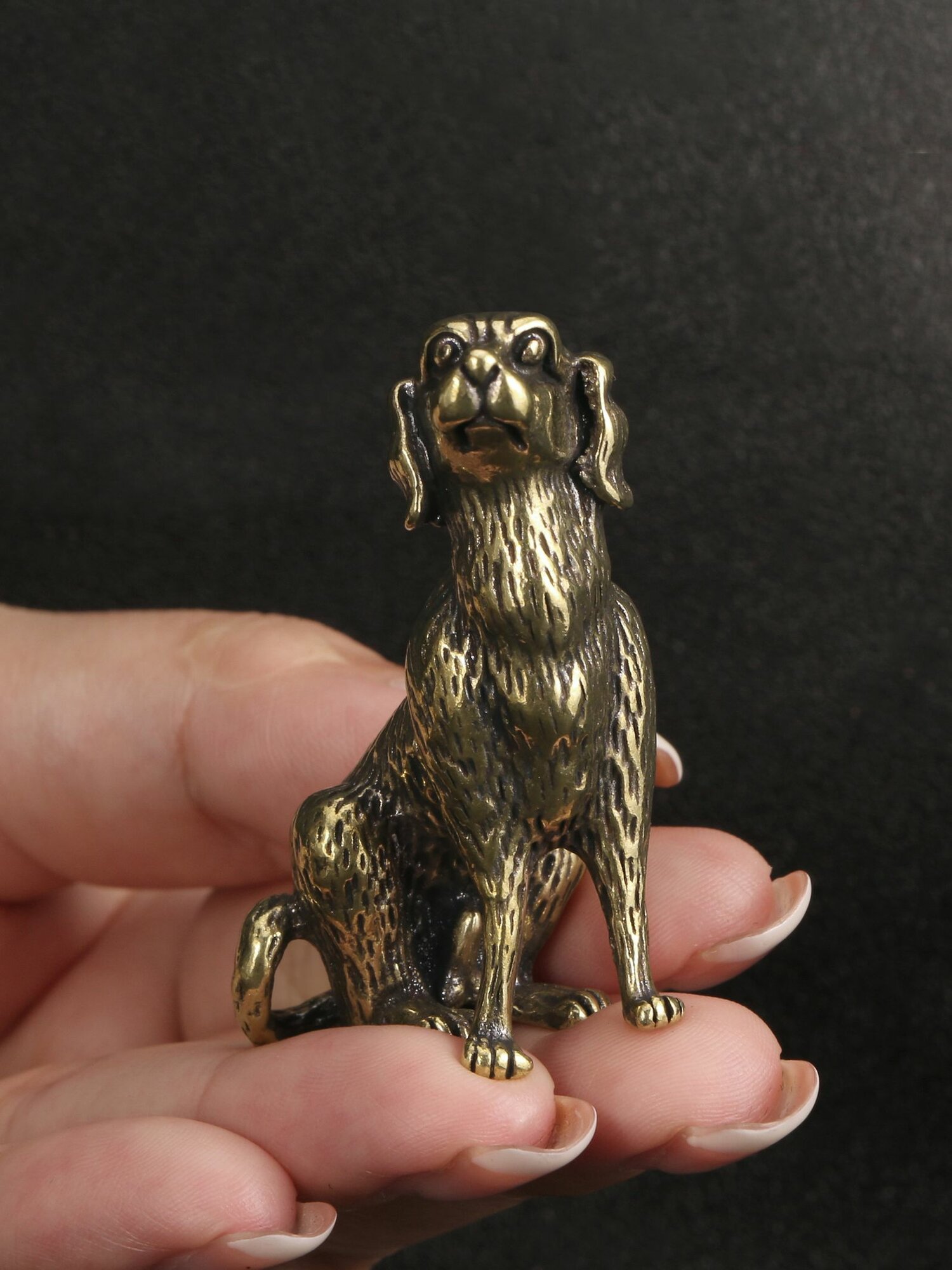 Металлический латунный подарок собака