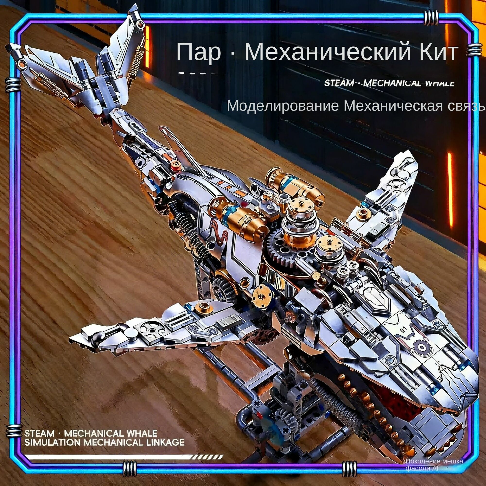 Механическая модель кита в качестве украшения