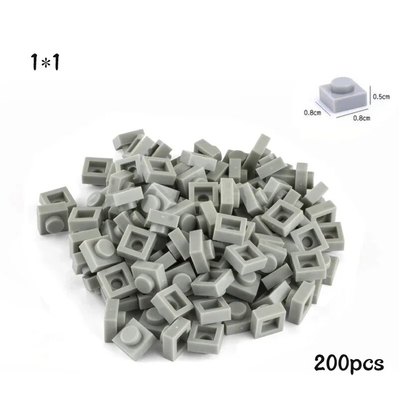 Кирпичи VEK 1x1, светло-серый (3024-light gray), 200 шт.