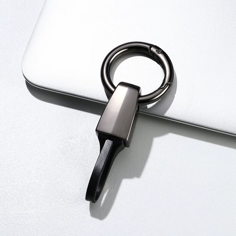 Автомобильный брелок с веревочным ремешком - простой дизайн, черный цвет, универсальный прочный брелок для