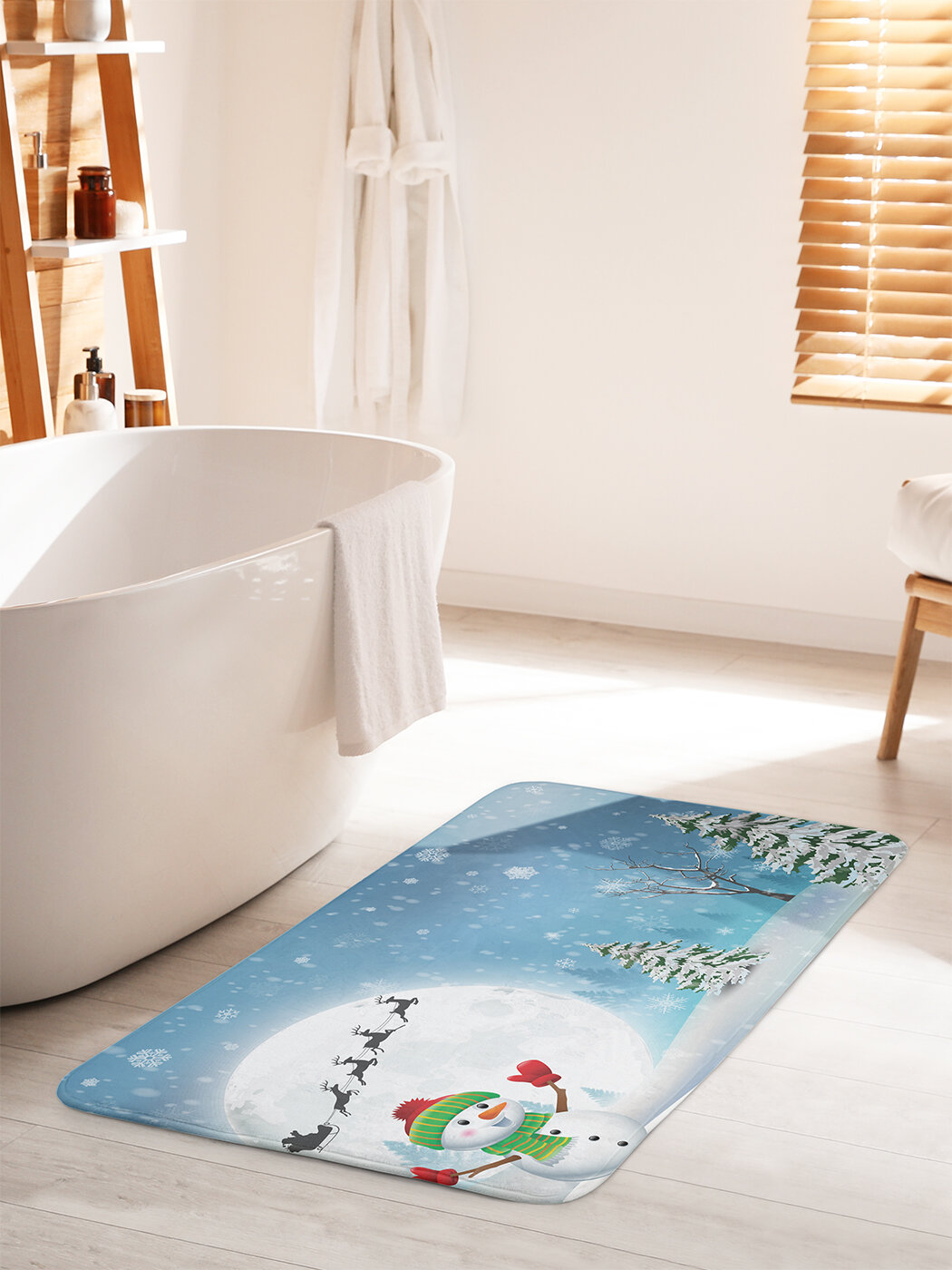 Коврик для ванной комнаты и туалета противоскользящий "Новогоднее настроение" 60х100 см, JoyArty, серия Новый год
