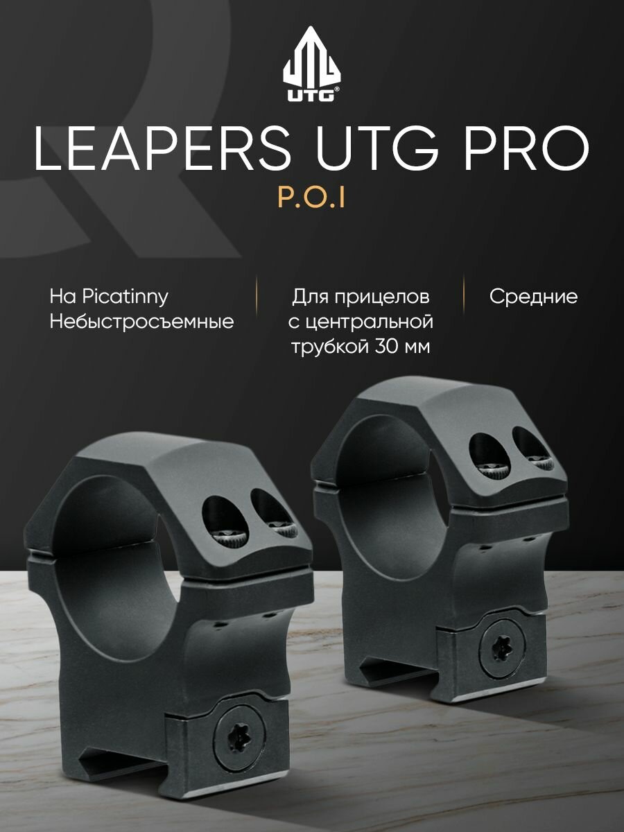 Кольца для прицела UTG PRO 30 мм на Picatinny, средние h15 мм