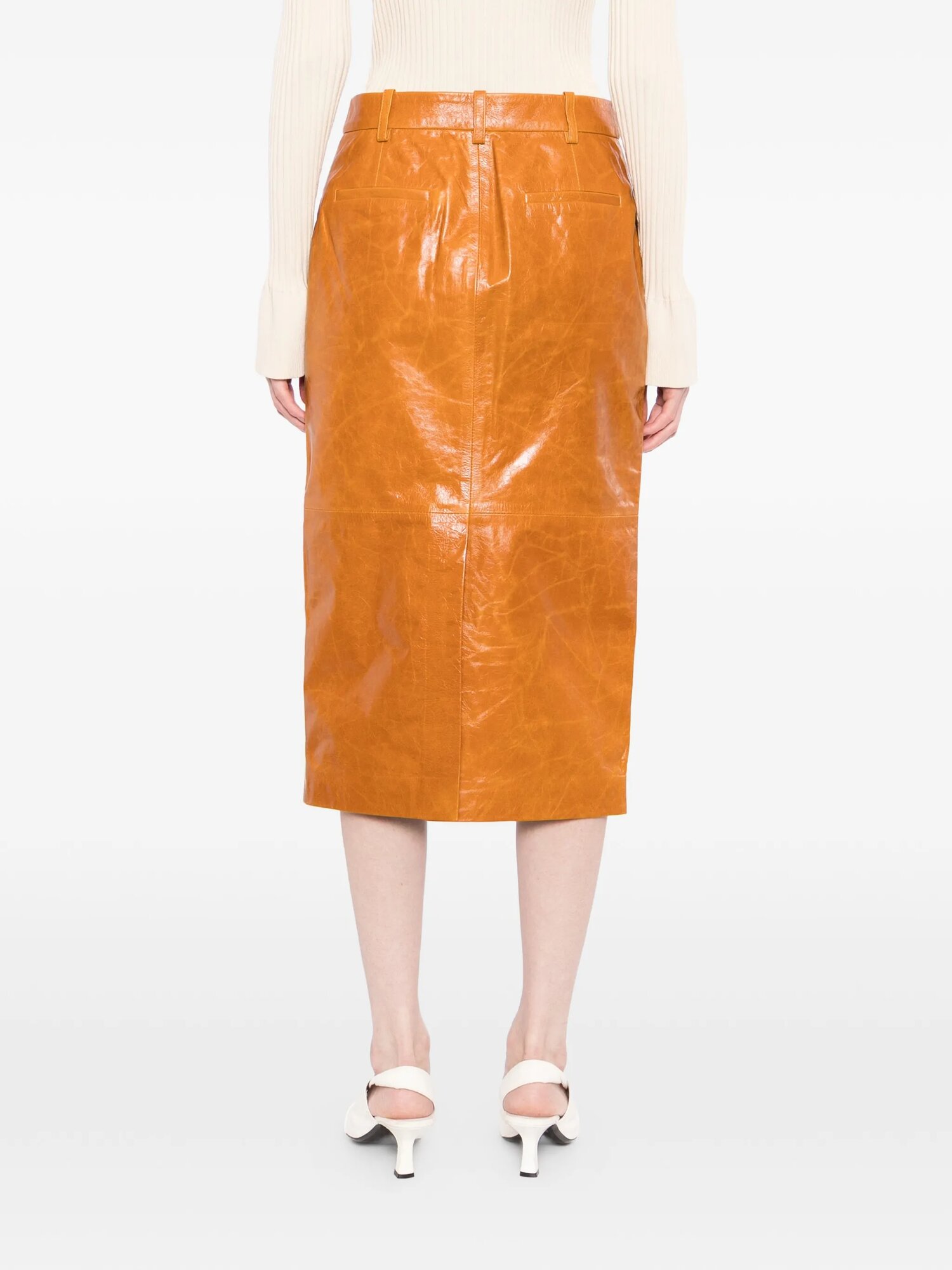 Юбка Co Leather pencil skirt, размер 4, коричневый — фото 1