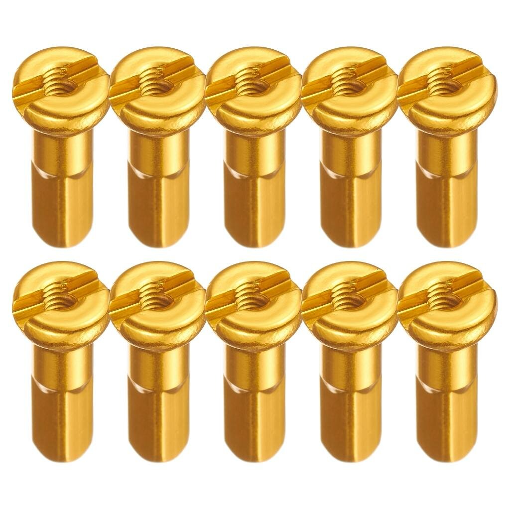 Ниппели для спиц велосипеда, 10 шт, Золото