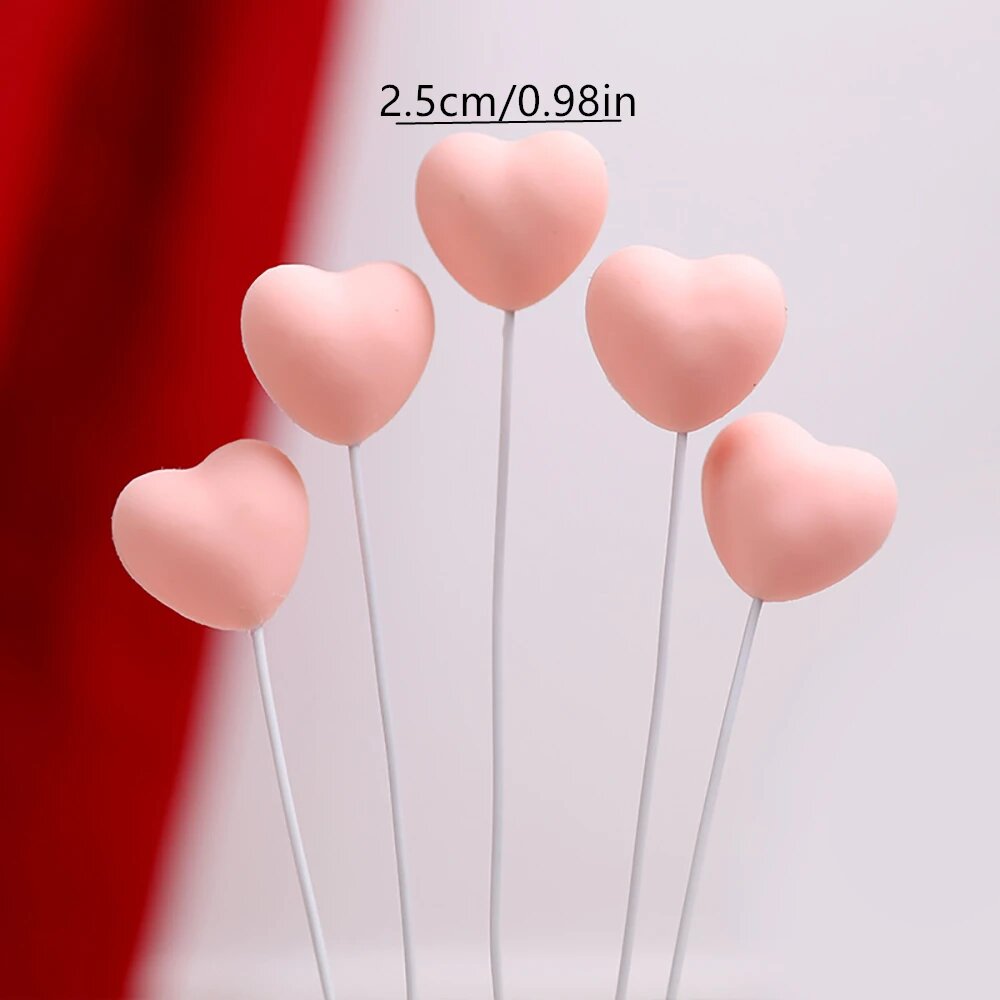Розовые сердцевидные топперы для торта, 2.5 см