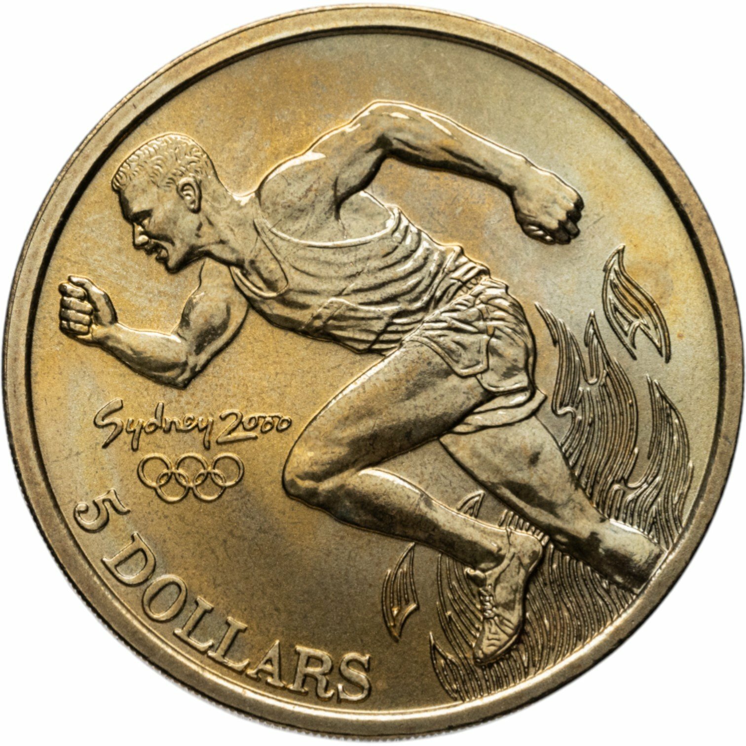 Австралия 5 долларов dollars 2000 "Олимпийские игры в Сиднее - Легкая атлетика", Бронза, в сохранности AU-UNC