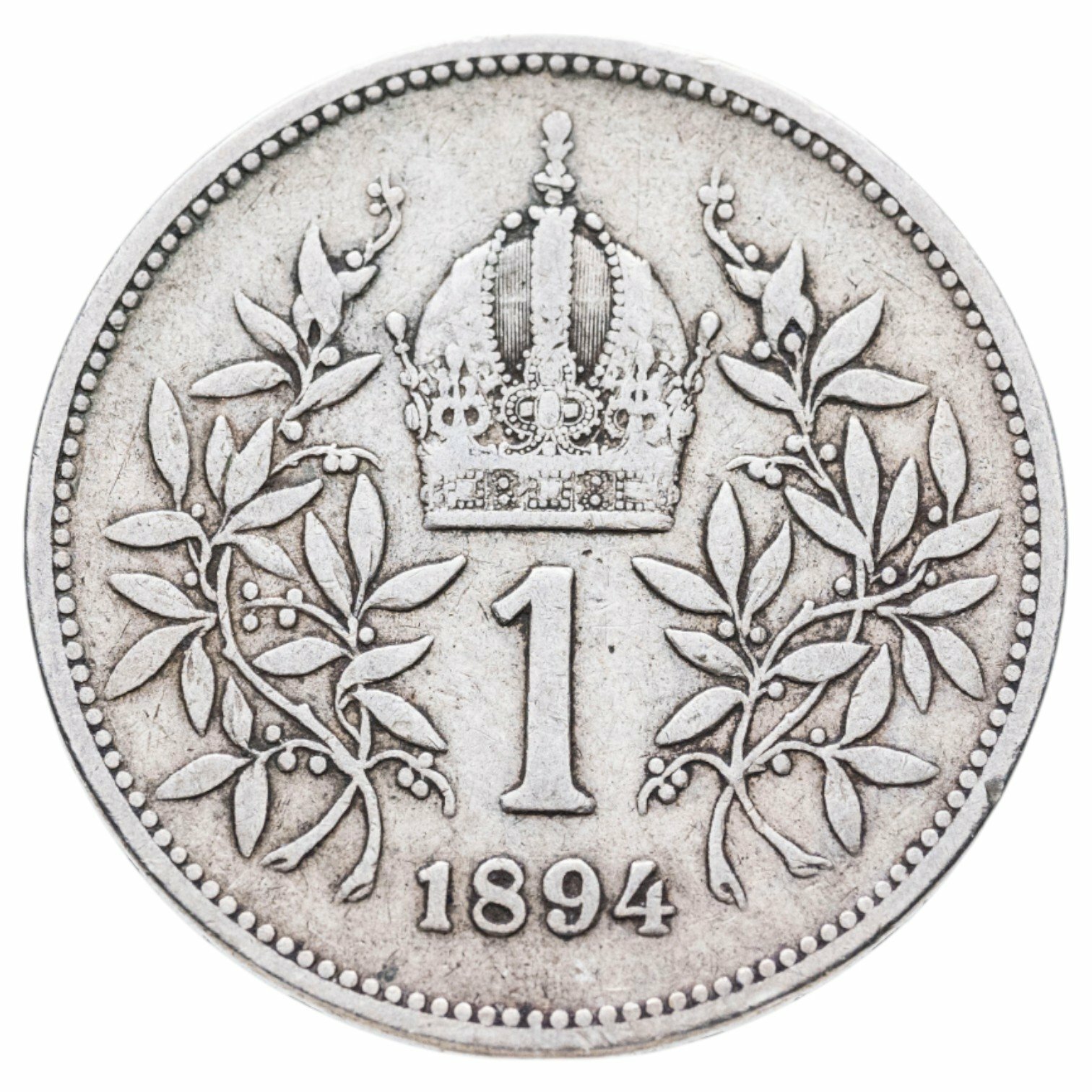 Австро-Венгрия 1 крона krone 1894, монета для Австрии, Серебро 835, в сохранности VF