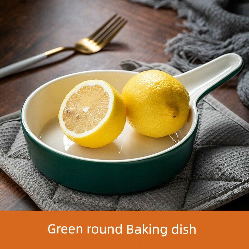 Зеленая круглая керамическая запекательная посуда для микроволновки, безопасная в печи, диаметр 20 см, 1 шт