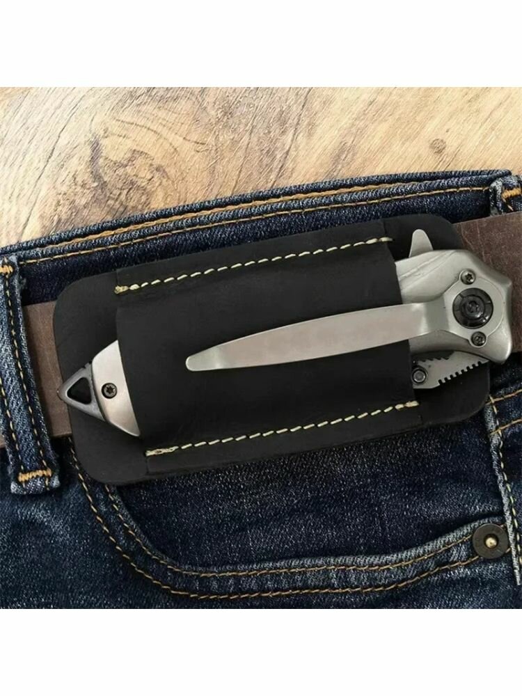 Кожаный чехол для складного ножа 11.8 5.7 см, поясной чехол для охоты и туризма