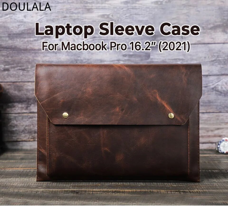 DOULALA Кожаный Чехол Для Ноутбука, Чехол Для MacBook Pro 16" M2 И 16.2", 15.6" M1 Папка Макбук Про 16" Retina 2022 , коричневый,400