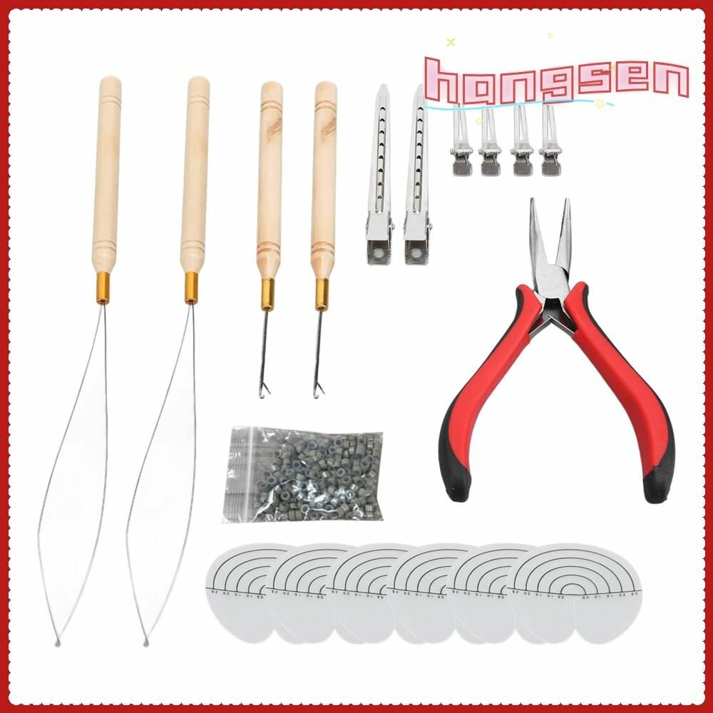 Комплект для наращивания волос, включает силиконовые кольца и зажимы, для безопасного применения