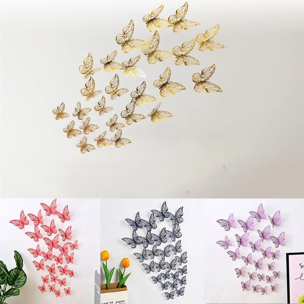 12PCS/Pack 3D наклейки бабочки — фото 1