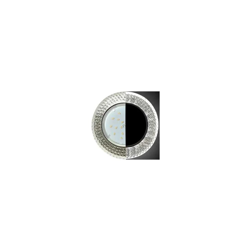 Светильник Ecola Gx53 h4 ld5319 glass круг с прозр. мозаикой с подсветкой/фон матовый/центр. часть хром 40x123 (к+) SL53RMECB