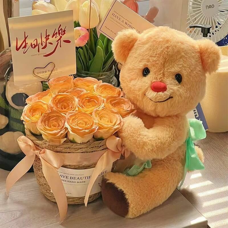 Букет из плюшевых медвежат, подарок на день рождения для лучшей подруги, вечный цветок, подарок на выпускной, день рождения, фестиваль Циси