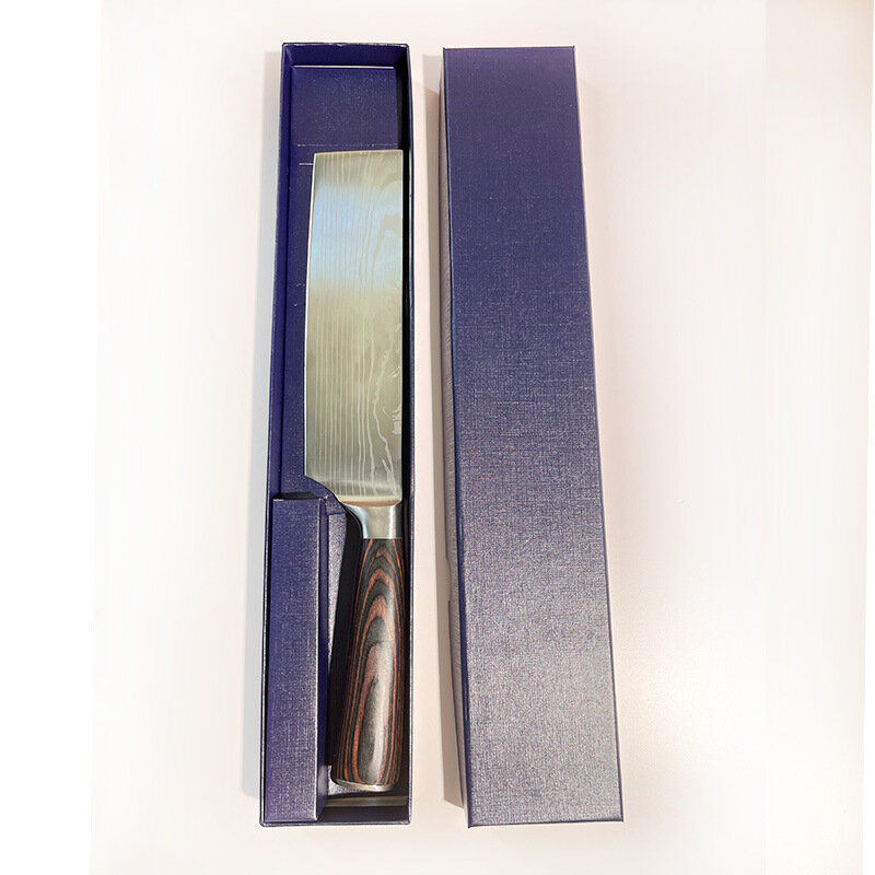 Набор ножей с дамасским узором, стальные ножи с цветной деревянной ручкой, лазерный узор, поварской нож, фруктовый нож, кухонные ножи для дома