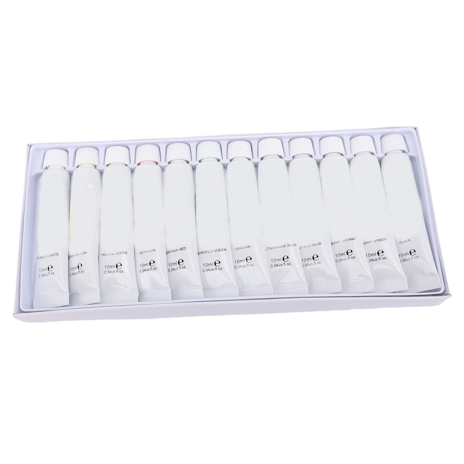 Набор акриловых красок 12 цветов по 10 мл, яркая глянцевая отделка, безопасные нетоксичные краски для художественного творчества, холста, бумаги, дерева, ткани, кожи, картона