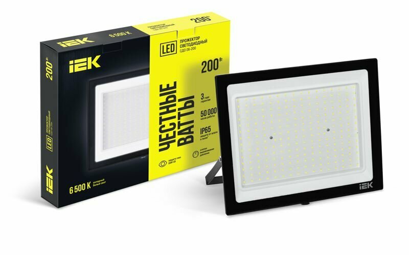 Прожектор светодиодный IEK СДО 06-200, 200 Вт, 6500 К, IP65, черный