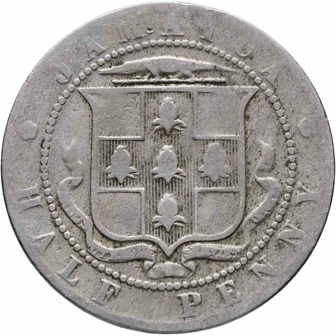 Ямайка 1/2 пенни half penny 1916, Мельхиор медь-никель, в сохранности F-VF