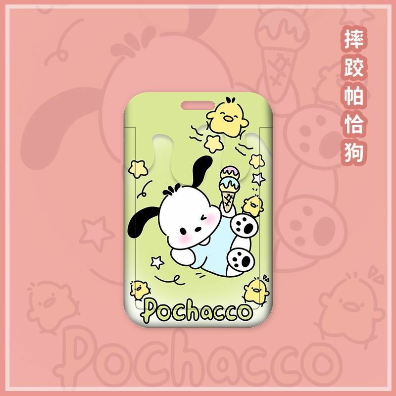 Держатель для карт с мультяшным дизайном, легкая застежка, выдвижной шнурок, держатель для удостоверения, работа, автобус, метро, детская карта, карта для еды, держатель для студенческой карты