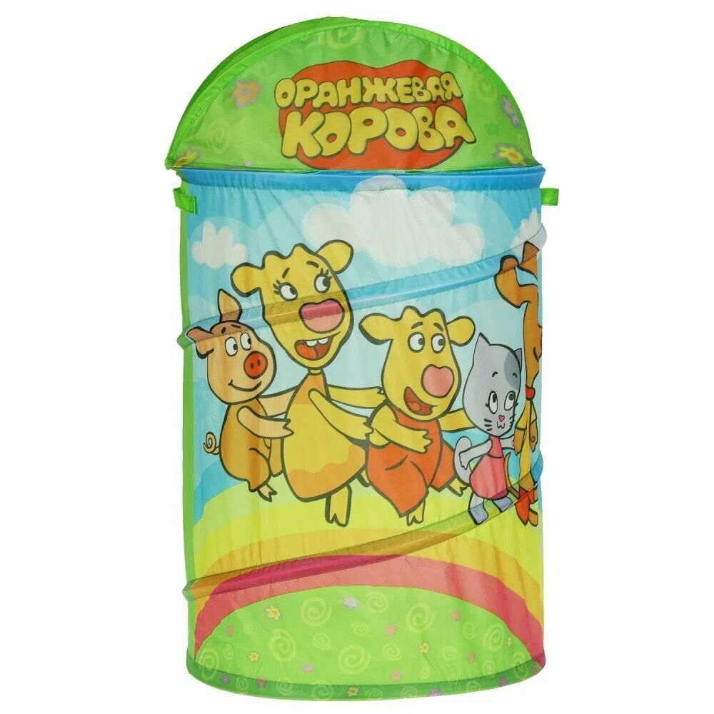 Складная корзина для игрушек и белья с закрывающейся крышкой