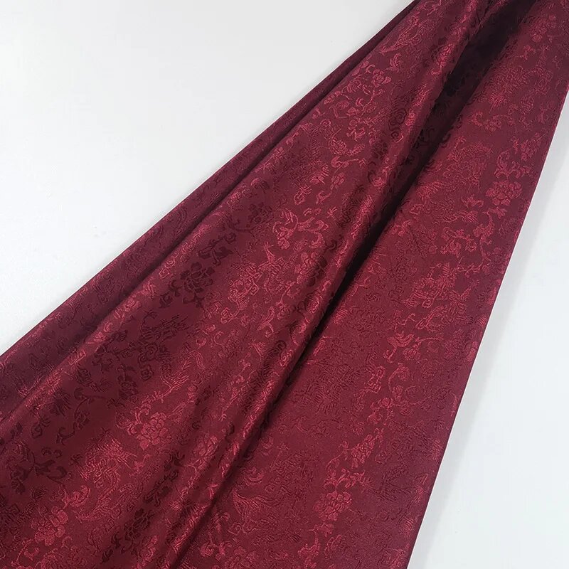 Ткань шармёз бордовая с драконом, 50x120 см