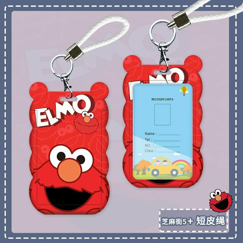 Держатель для карт с мультяшным Улицей Сезам, держатель для студенческого удостоверения, держатель для карт доступа в автобус и метро с шнурком для детского сада