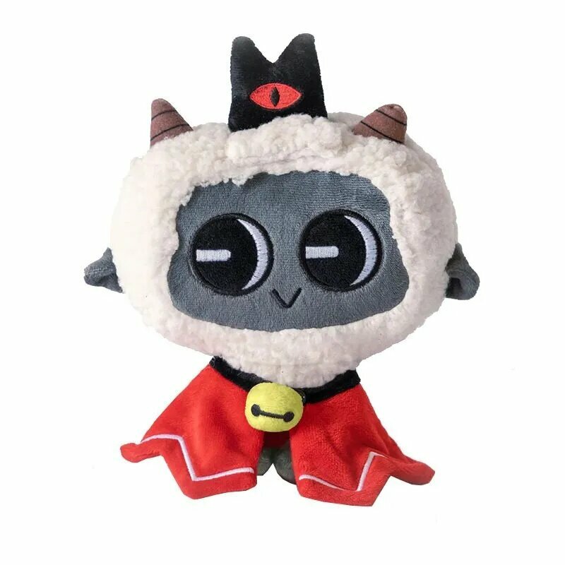 Коллекционный плюшевый овечка из Cult Of The Lamb, стильный короткошерстный дизайн, белый и черный