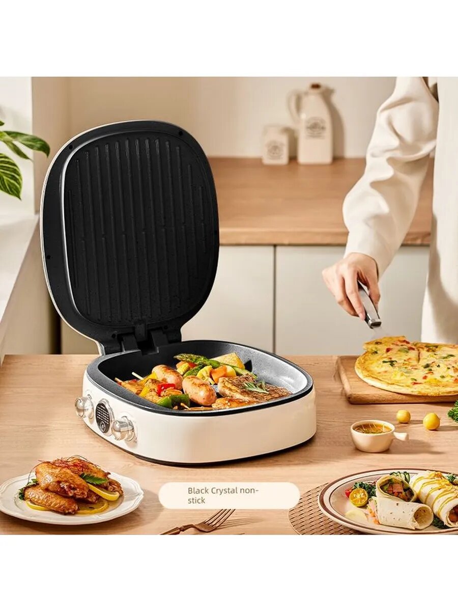 Электросковорода (Двусторонняя, Белый и черный кристалл)