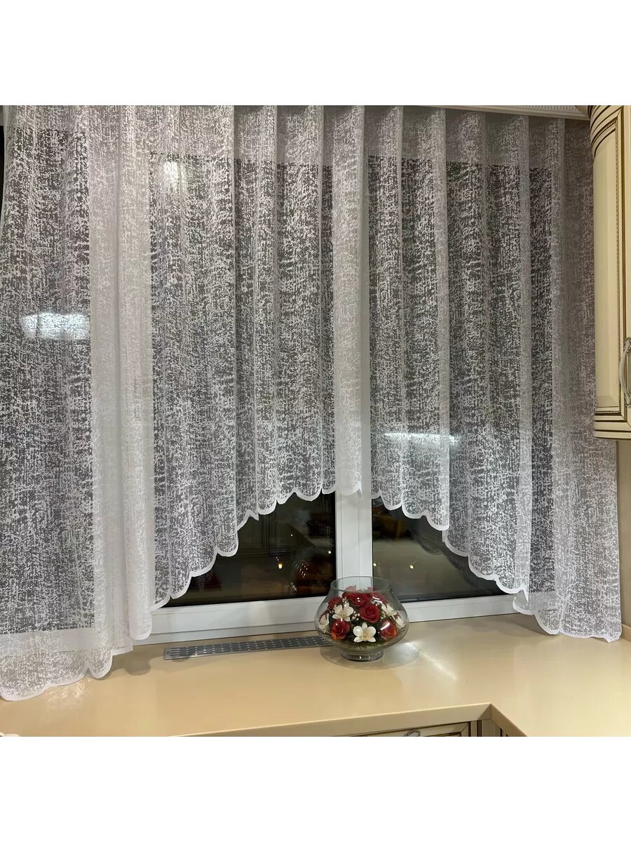 Тюль арка, полупрозрачный, ширина 3 м, для кухни, спальни, гостиной