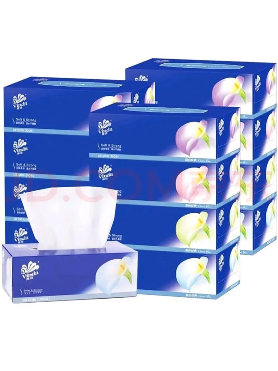 Vinda 3-слойные прочные салфетки,100 листов,4 коробки