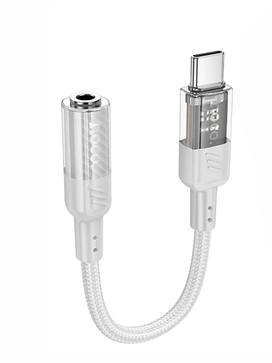 Аудио-переходник Hoco LS37 Type-C to 3.5 Jack AUX, белый / кабель аудио-конвертер для наушников смартфона или ПК