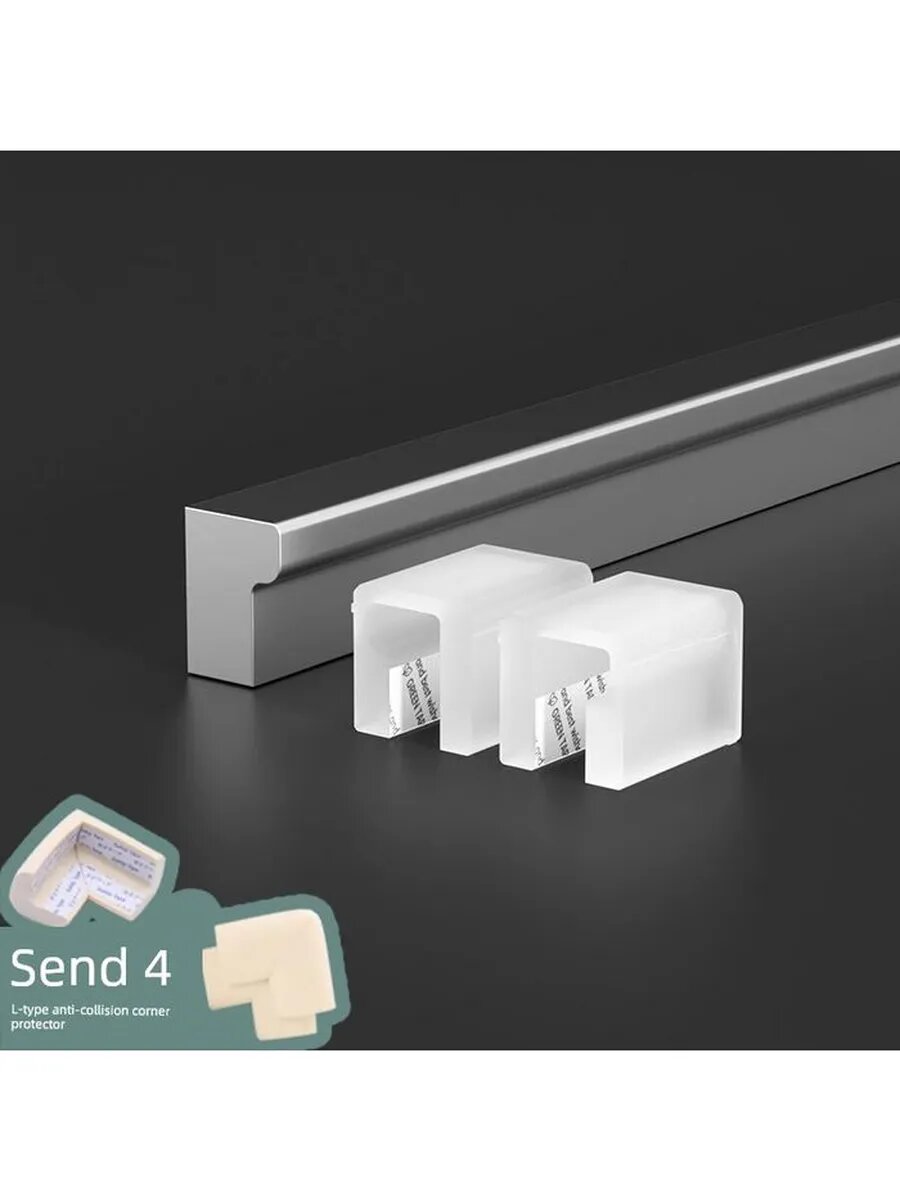 Ручка шкафа L-образная с силиконовой защитой, прозрачная