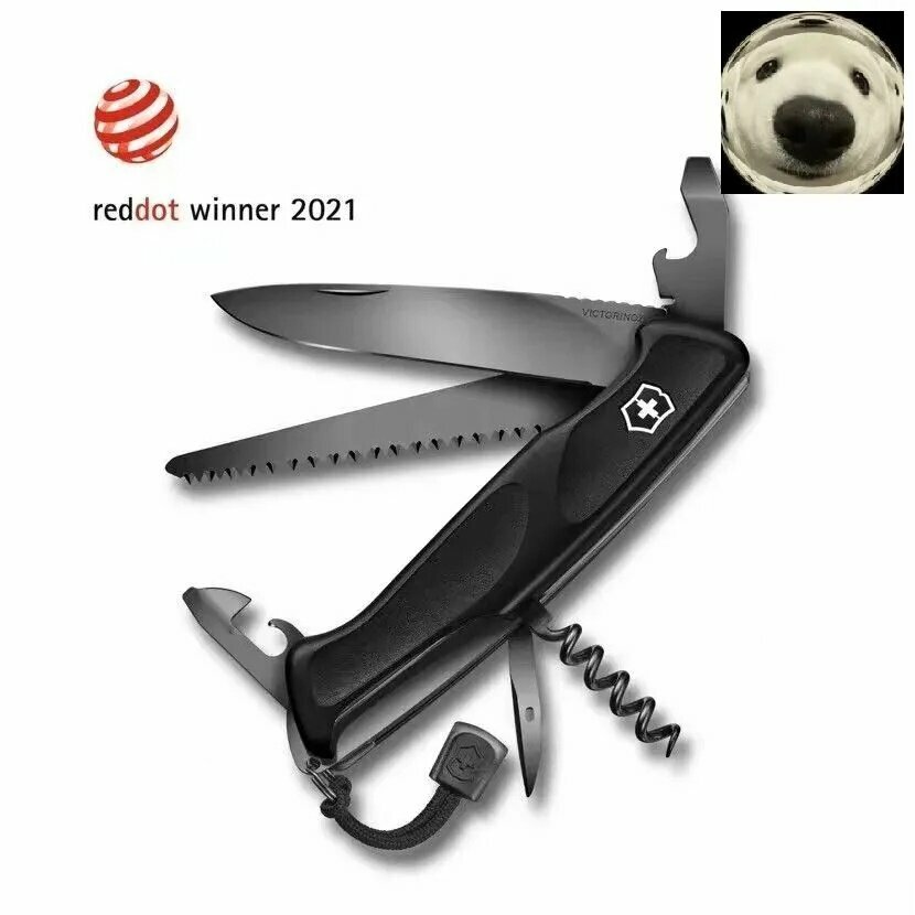 Нож перочинный RangerGrip 55 Onyx Black (12 функций) VICTORINOX 0.9563. C31P