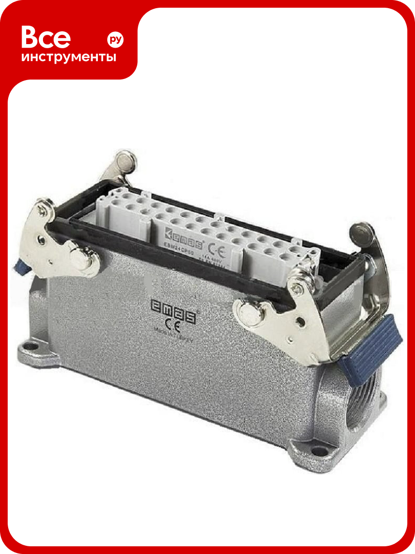 Розетка Emas, 4-фиксатора, металл, 2 ввода, для панели, 24 полюса, 16А,