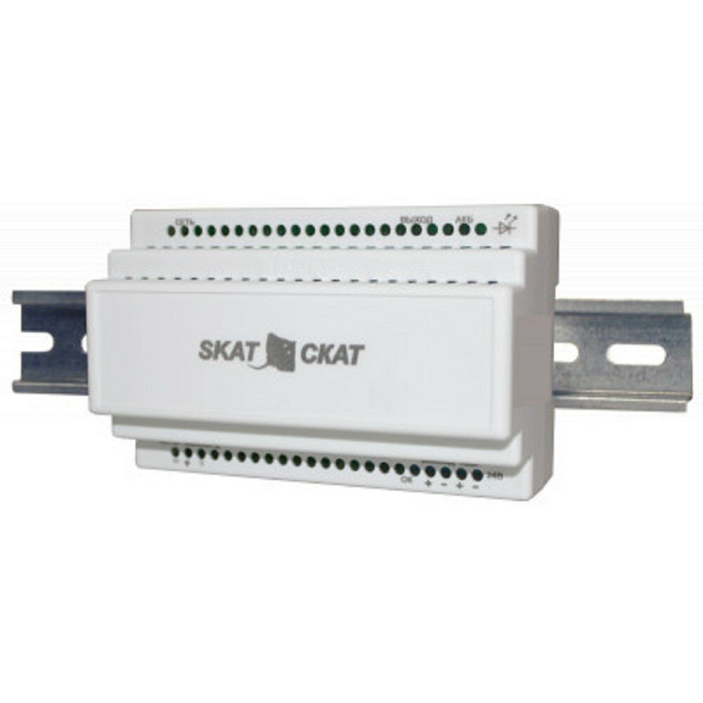 Бастион СКАТ-2400М DIN скат ИБП-24 1,5-DIN источник питания 24В 1,3А 2 внешн. АКБ 4,5-7Ач хол. пуск СС ТР, под DIN рейку 35 мм, МПТ 84