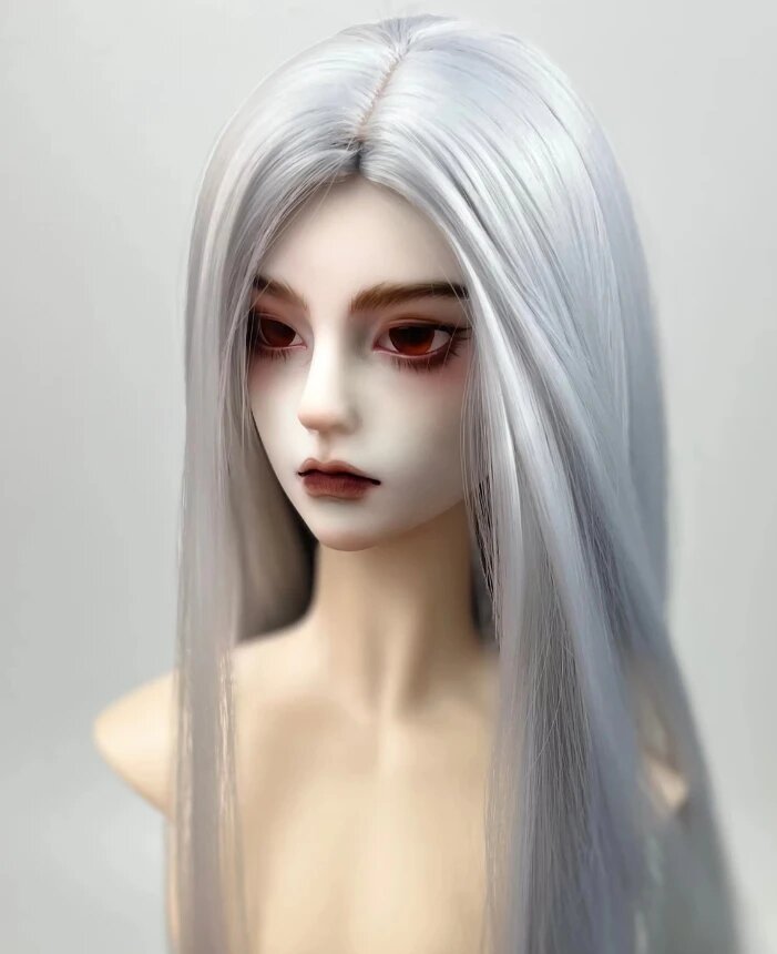 Серый прямой парик для куклы BJD 1/3 1/4 1/6 (18-19см)