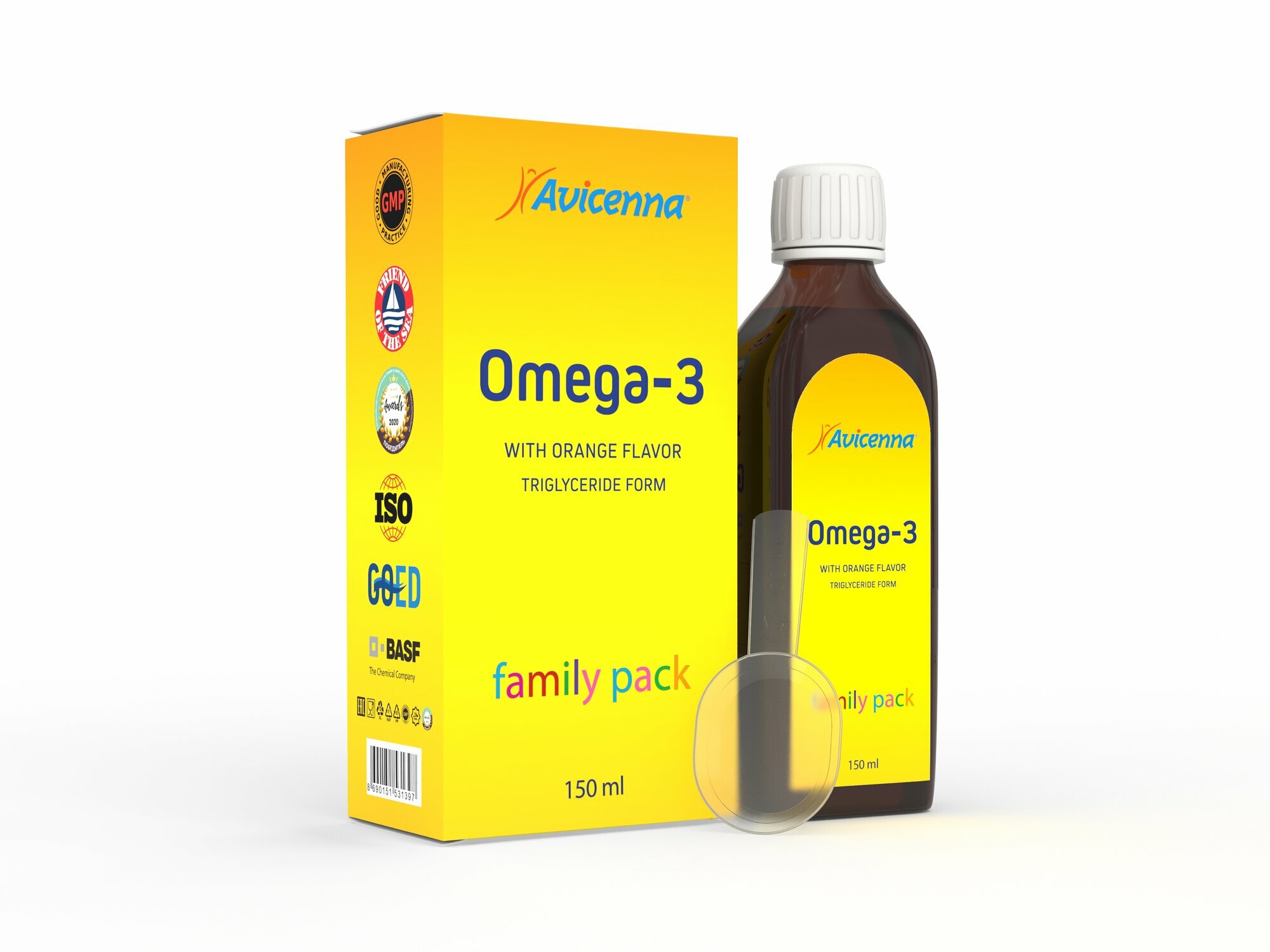 Жидкая омега-3 Avicenna, с апельсиновым вкусом, Турция, 150мл