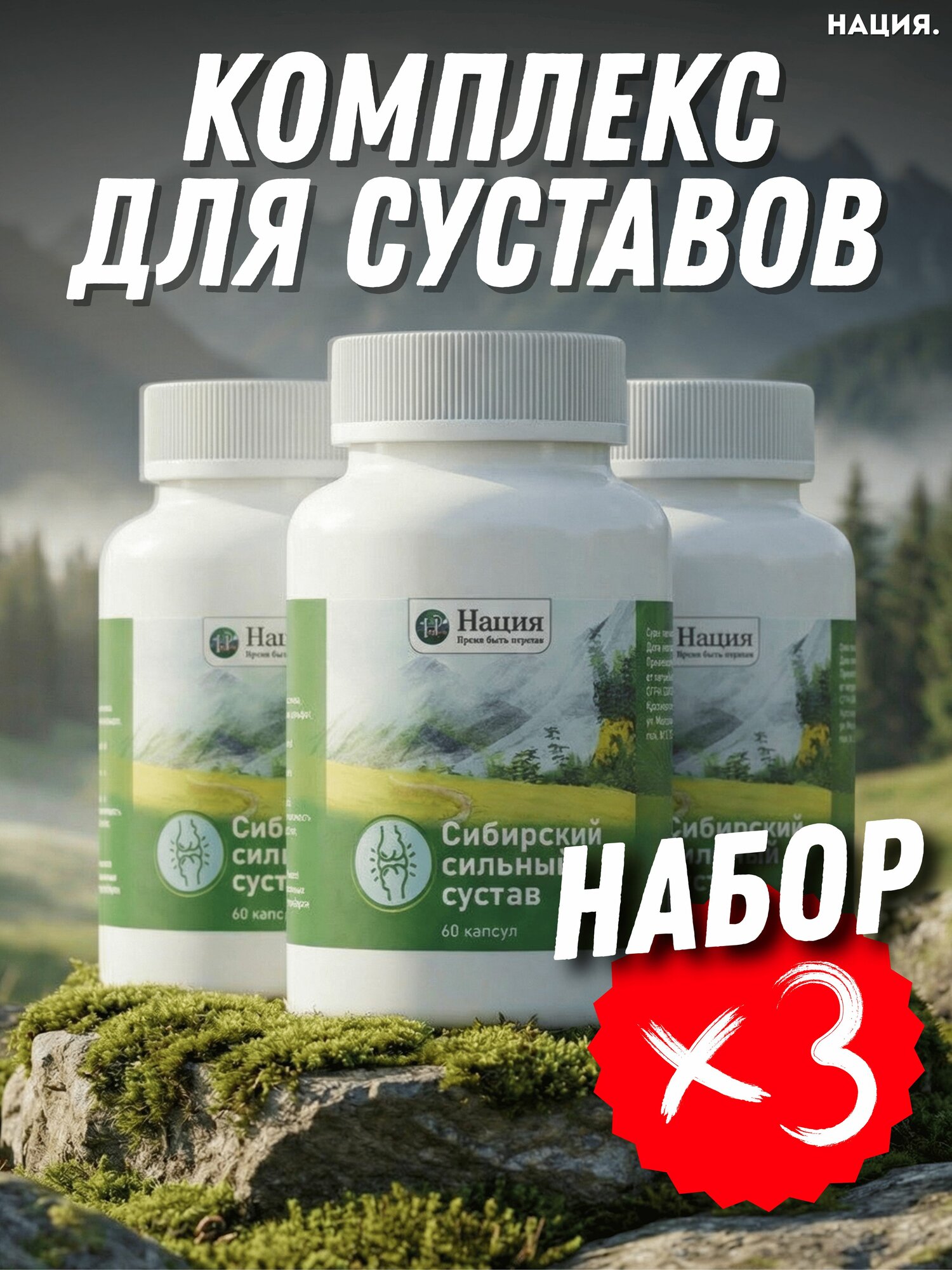 Комплекс Сибирский Сильный Сустав: для поддержки суставов и связок, восстановление подвижности, 180 шт. по 500 мг