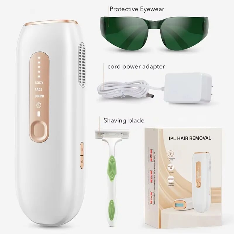 Лазерный IPL-эпилятор 9 Уровней Интенсивности: Обновленный Электрический Эпилятор Для Безболезненного Удаления Волос