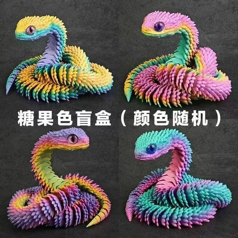 3D-печатная реалистичная змея с подвижными глазами, деформируемая змея, DIY изысканная ностальгическая реалистичная модель игрушки