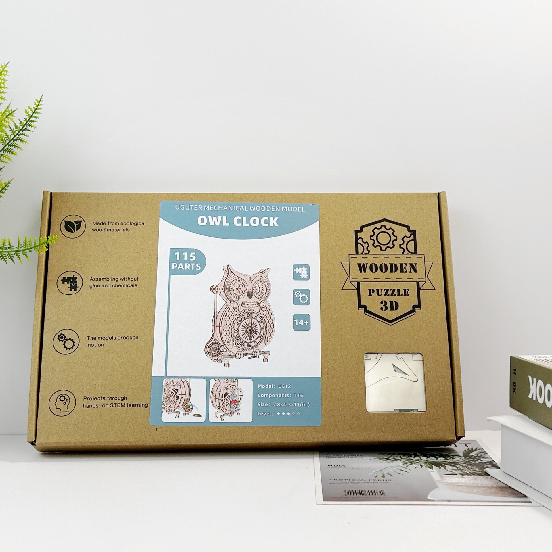 Креативная 3D головоломка, деревянные часы с совой, высокая сложность сборки, ретро часы, нерегулярная головоломка
