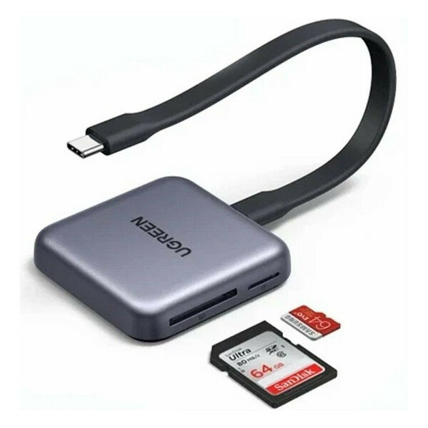 Кардридер магнитный Ugreen CM898 Magnetic 3-in-1 USB-C & SD & TF (65095) серый космос