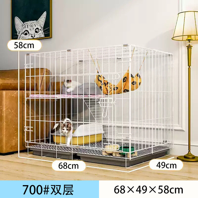 Клетка для кошек, большая, для дома, вилла для кошек, железный домик для кошек, пустая клетка, лоток для кошек, интегрированная клетка