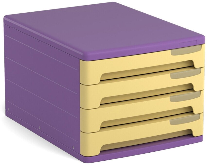 Лоток из 4-х блоков Erich Krause 58078 фиолетовый с желтыми ящиками