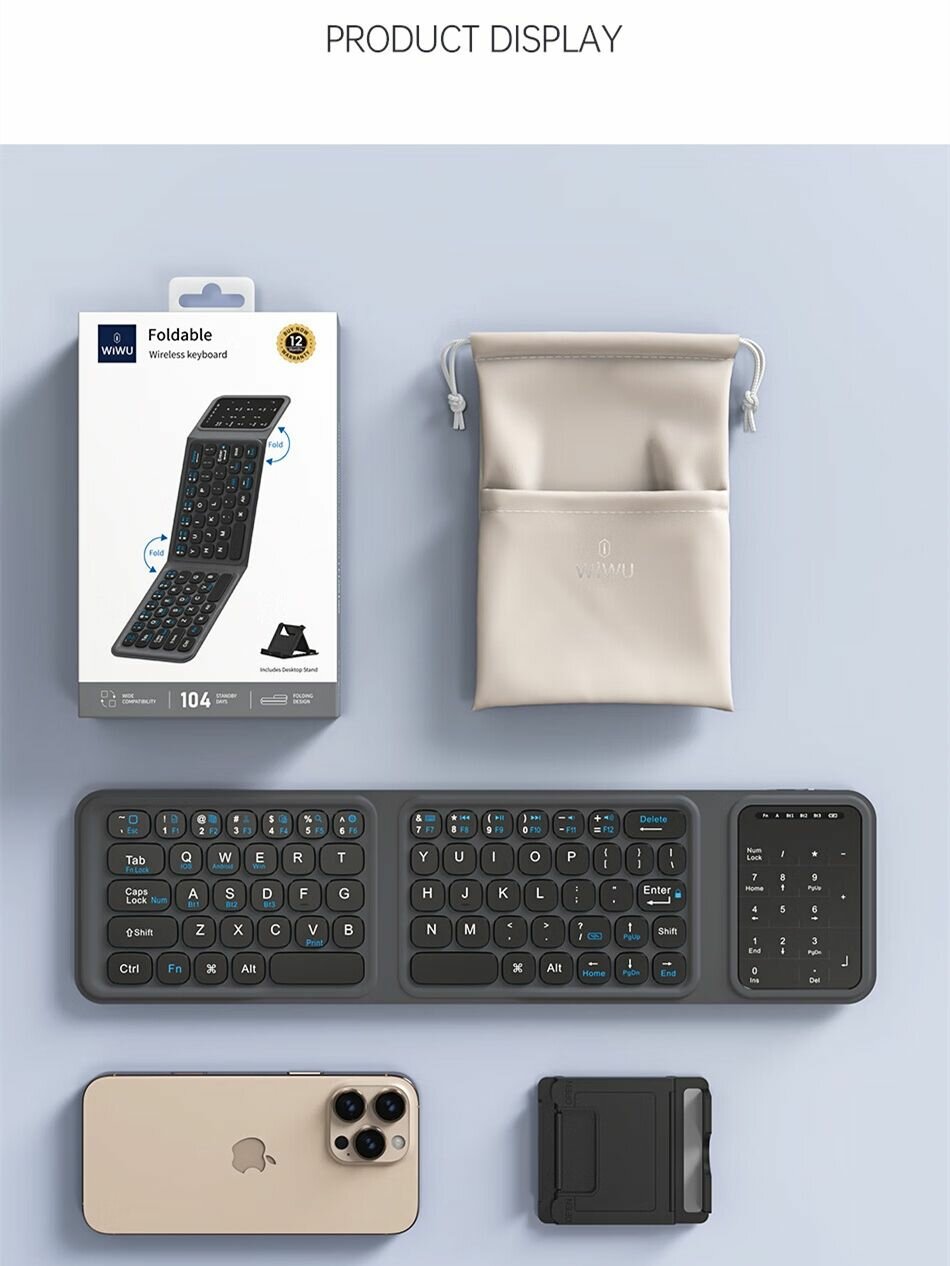 Беспроводная клавиатура с тачпадом Foldable Wireless keyboard FMK-05, черная
