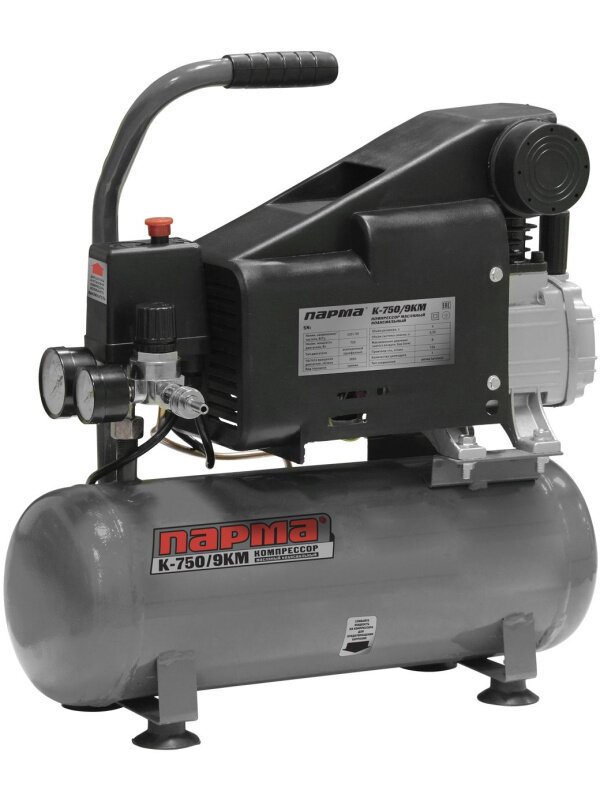 Компрессор поршневой Парма K-750/9КМ масляный 126л/мин 9л 750Вт серый/черный