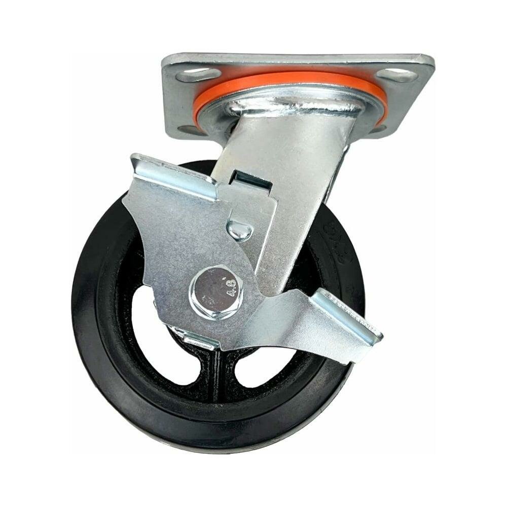 Опора поворотная колесная большегрузная с тормозом 100x50 мм, резина черная SCdb42 HITCH SZ085004