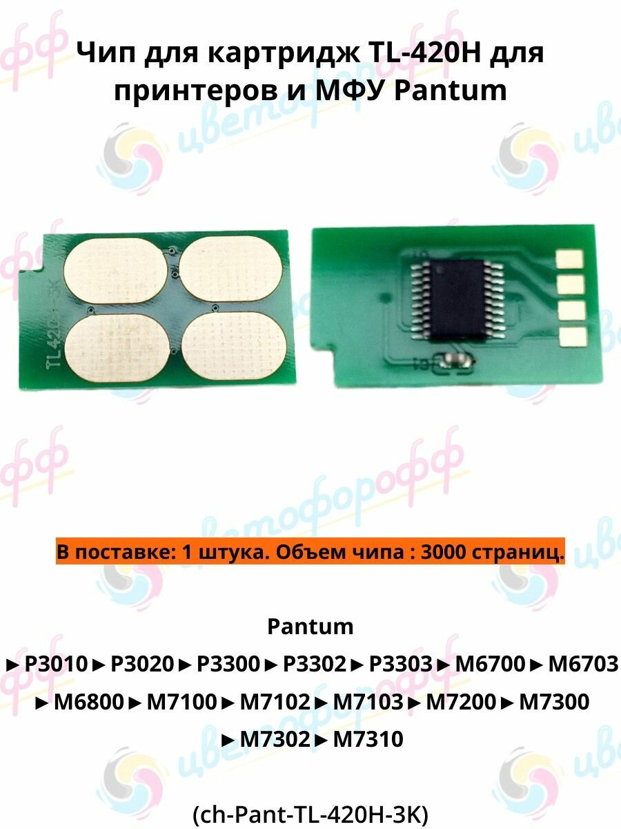 Чип для картриджа Pantum TL-420H P3010/P3300/M6700 (3000 страниц)